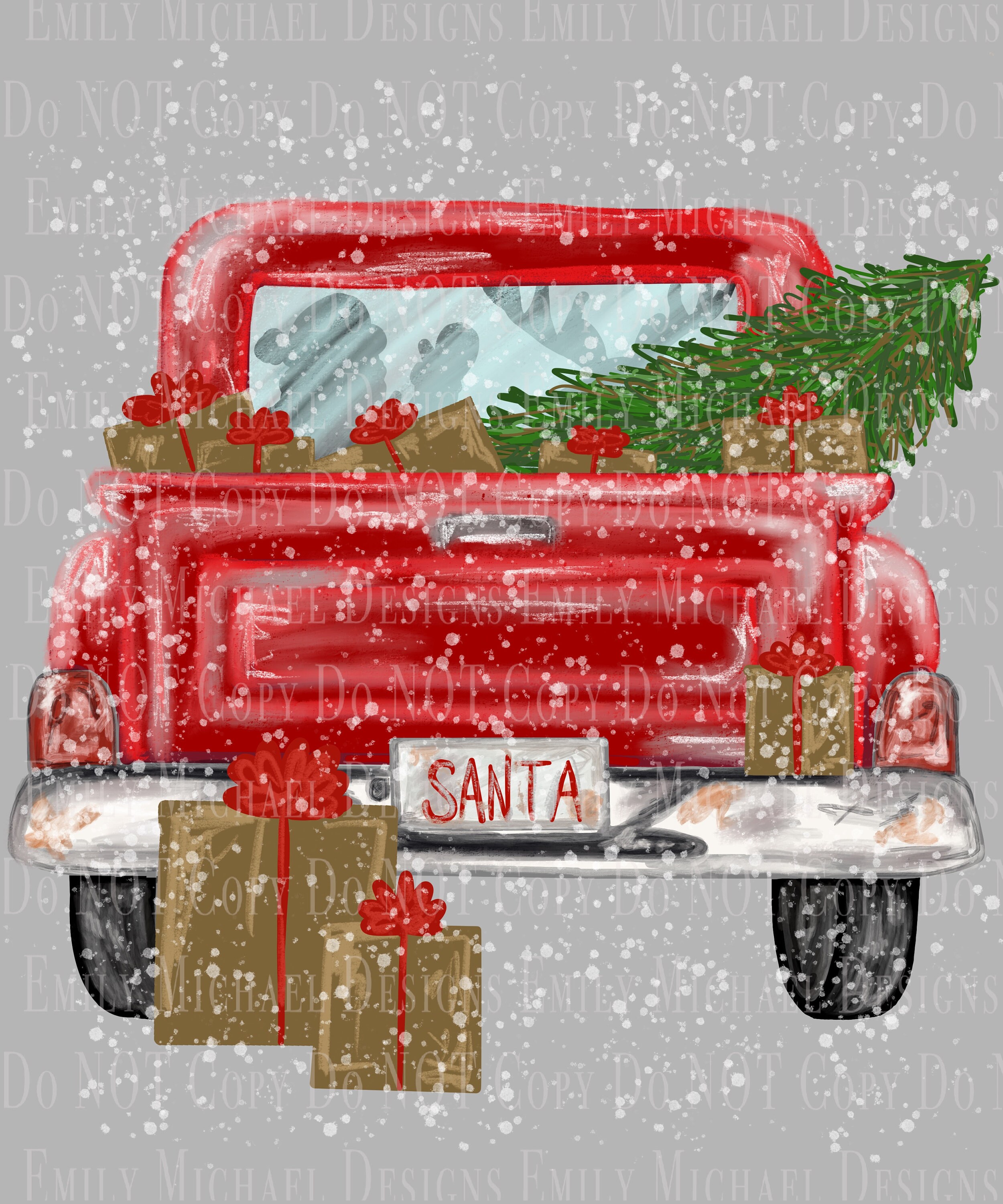 Red Santa Truck With Tree Antique Truck Christmas Sublimation - Etsy