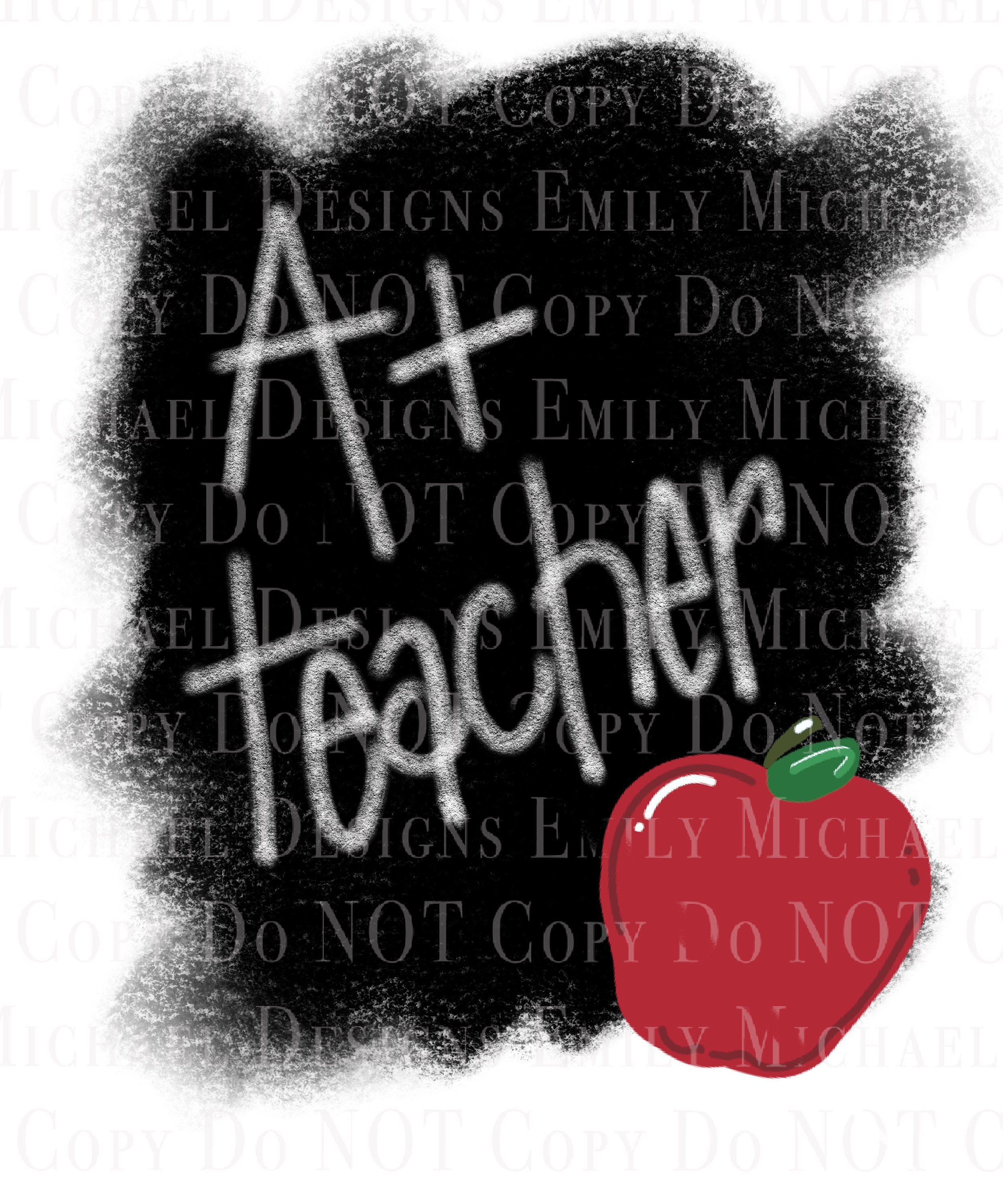 A Teacher PNG Chalkboard with Apple Digital File for | Etsy