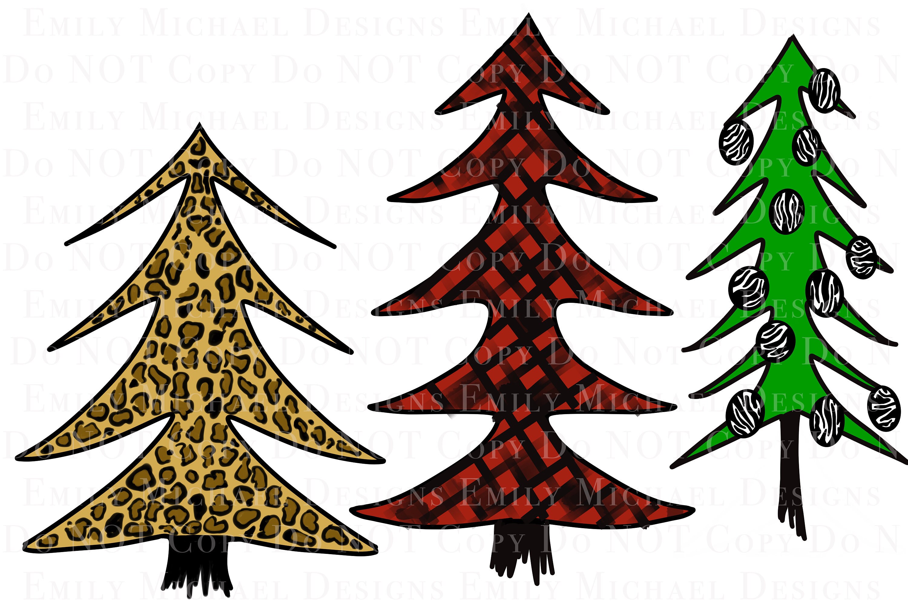 Printed Trees Animal print Christmas trees Downloadable | Etsy