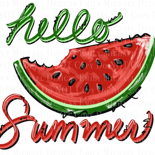 Hello Summer Watermelon PNG Summer Sublimation PNG Summer - Etsy