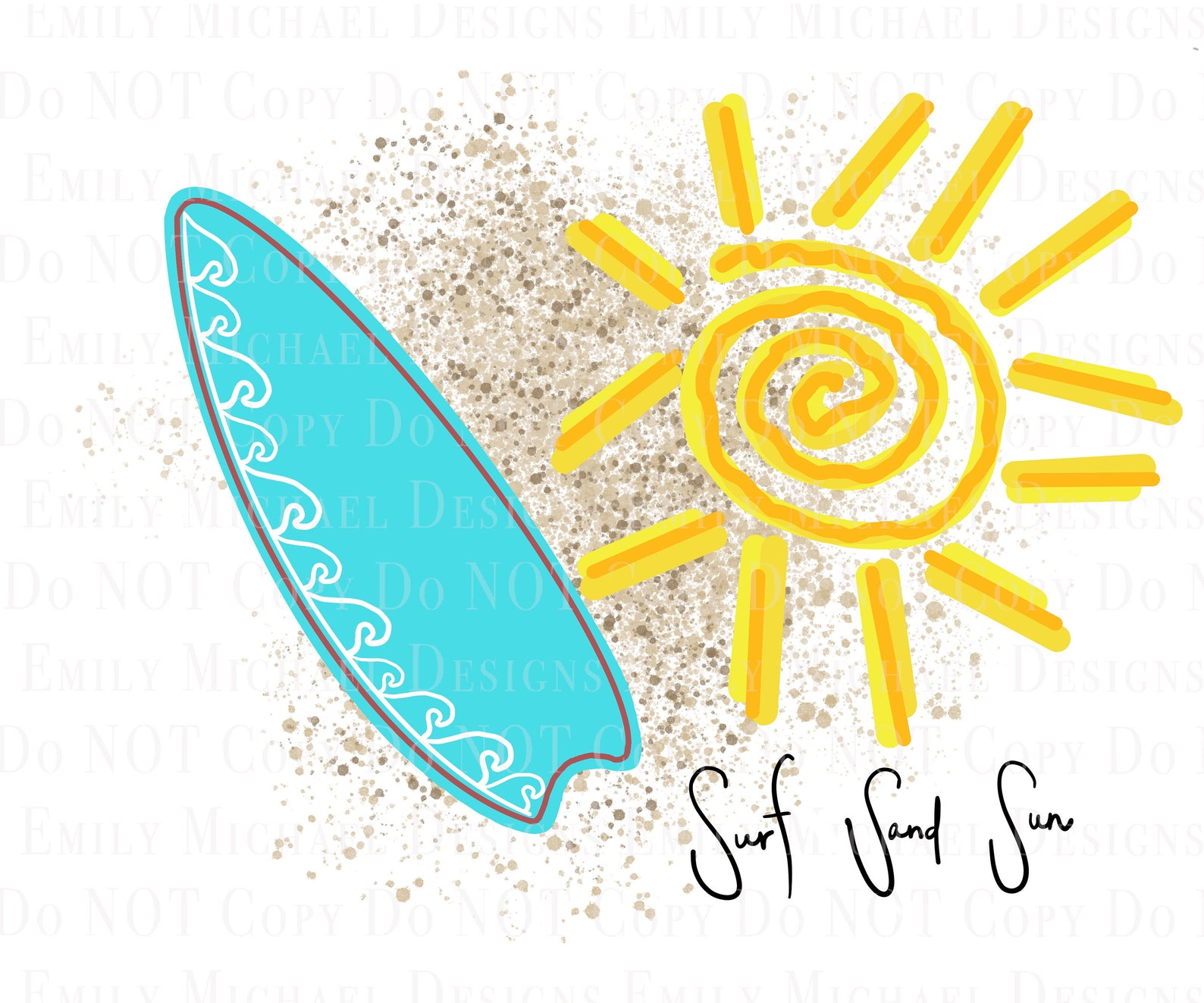 Surf Sand Sun Surf Board PNG Summer Digital Art Cute Beach - Etsy