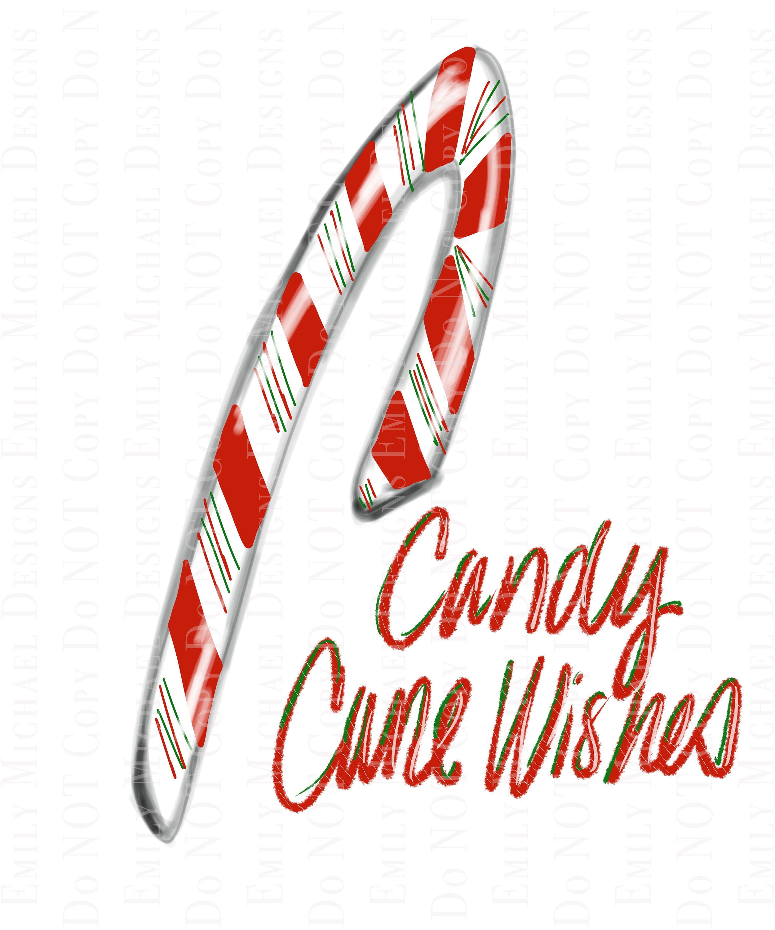 Candy Cane Wishes Christmas Holiday Candy PNG | Etsy