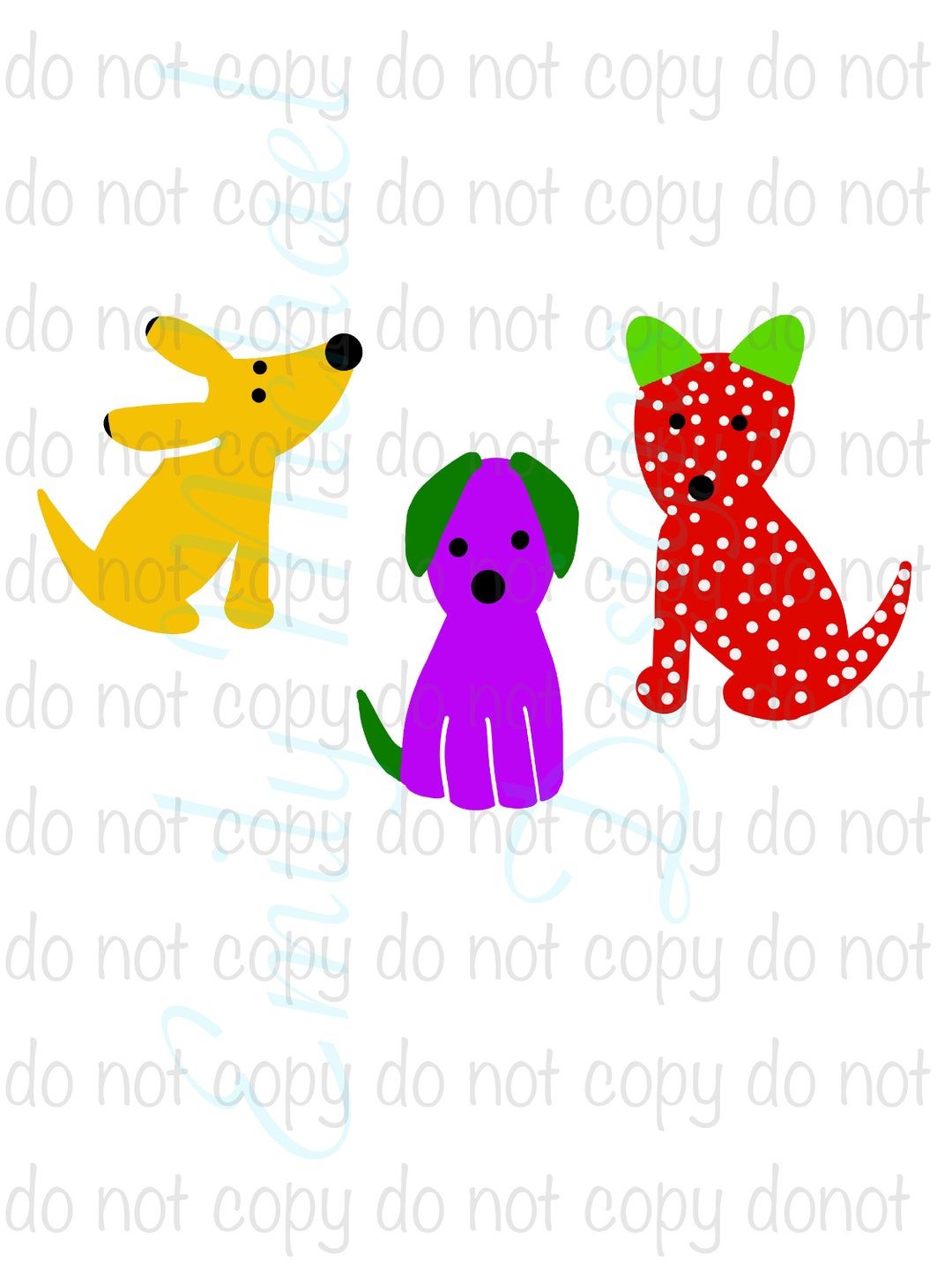 3 Digtal Downloads Fruit Dogs Puppy Dog Fruit Hand Drawn Digital ...