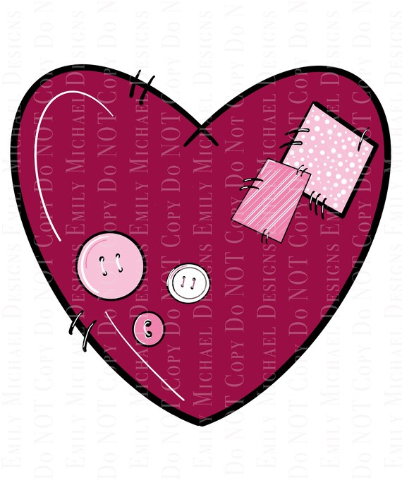 Corazón parcheado PNG Corazón roto San Valentín PNG Descarga - Etsy España