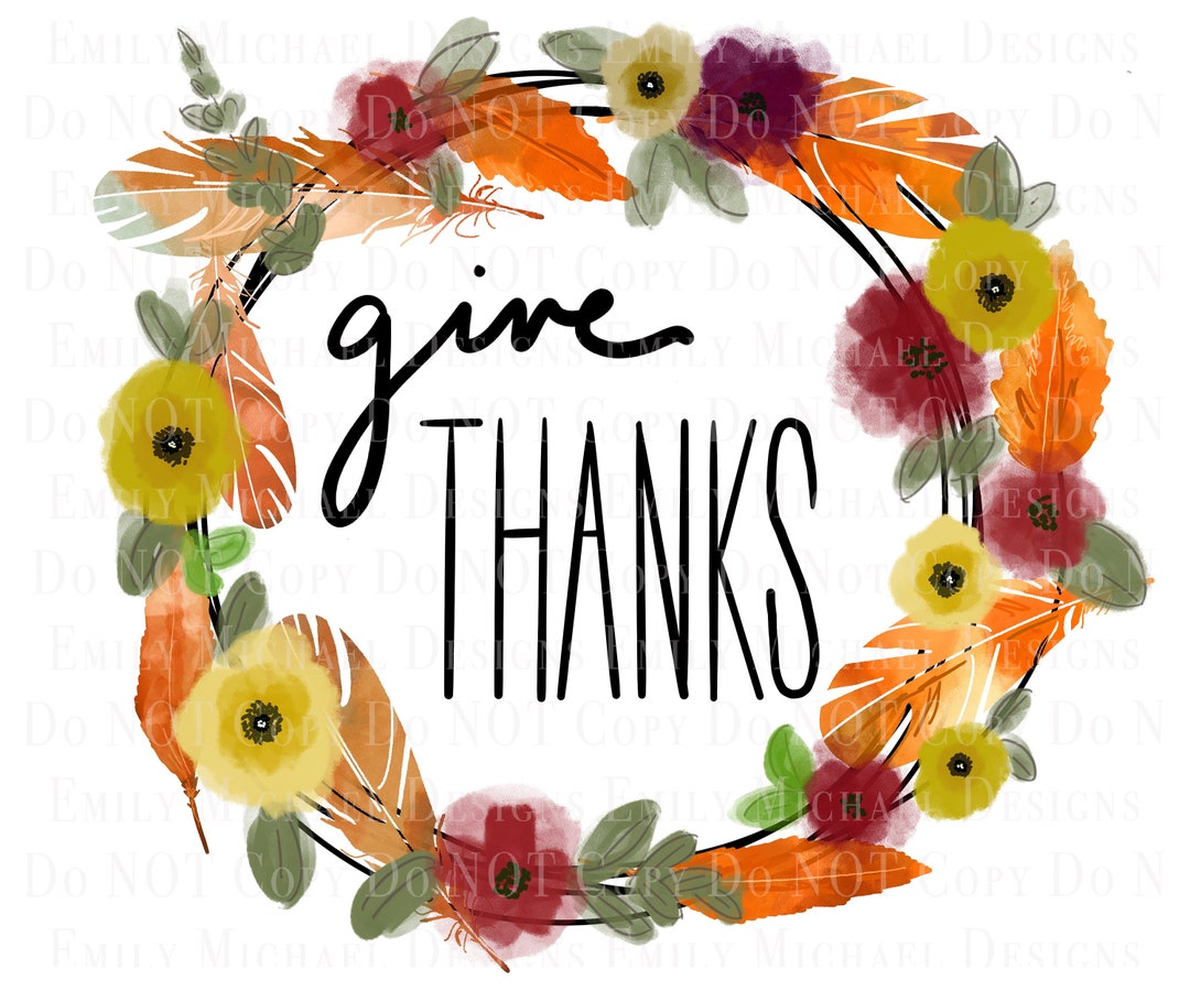 Give Thanks Fall Wreath PNG Fall Printable Digital Fall Art Fall ...