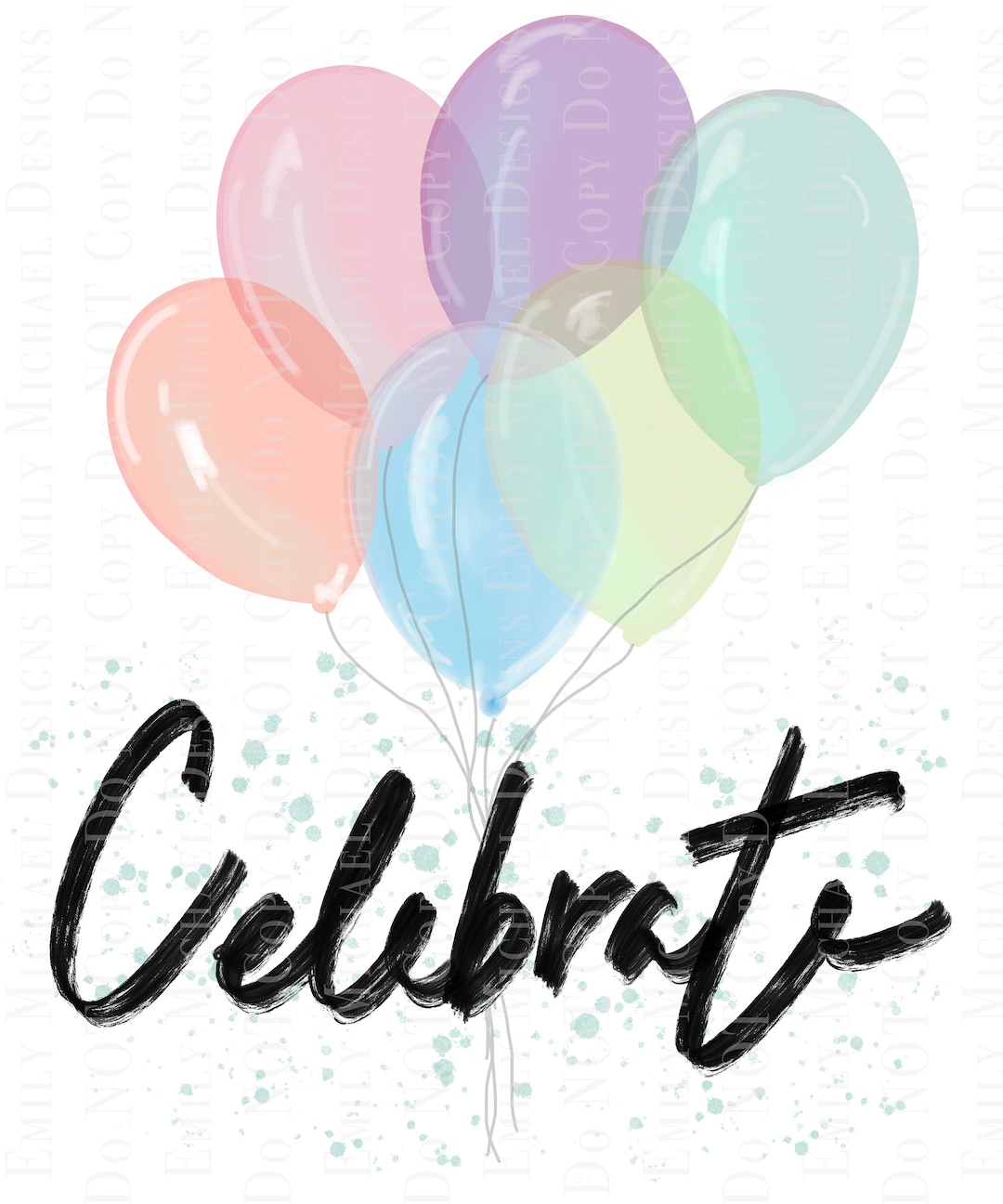 Celebrate Digital Download PNG Printable Digital Art Cute Balloon Art ...