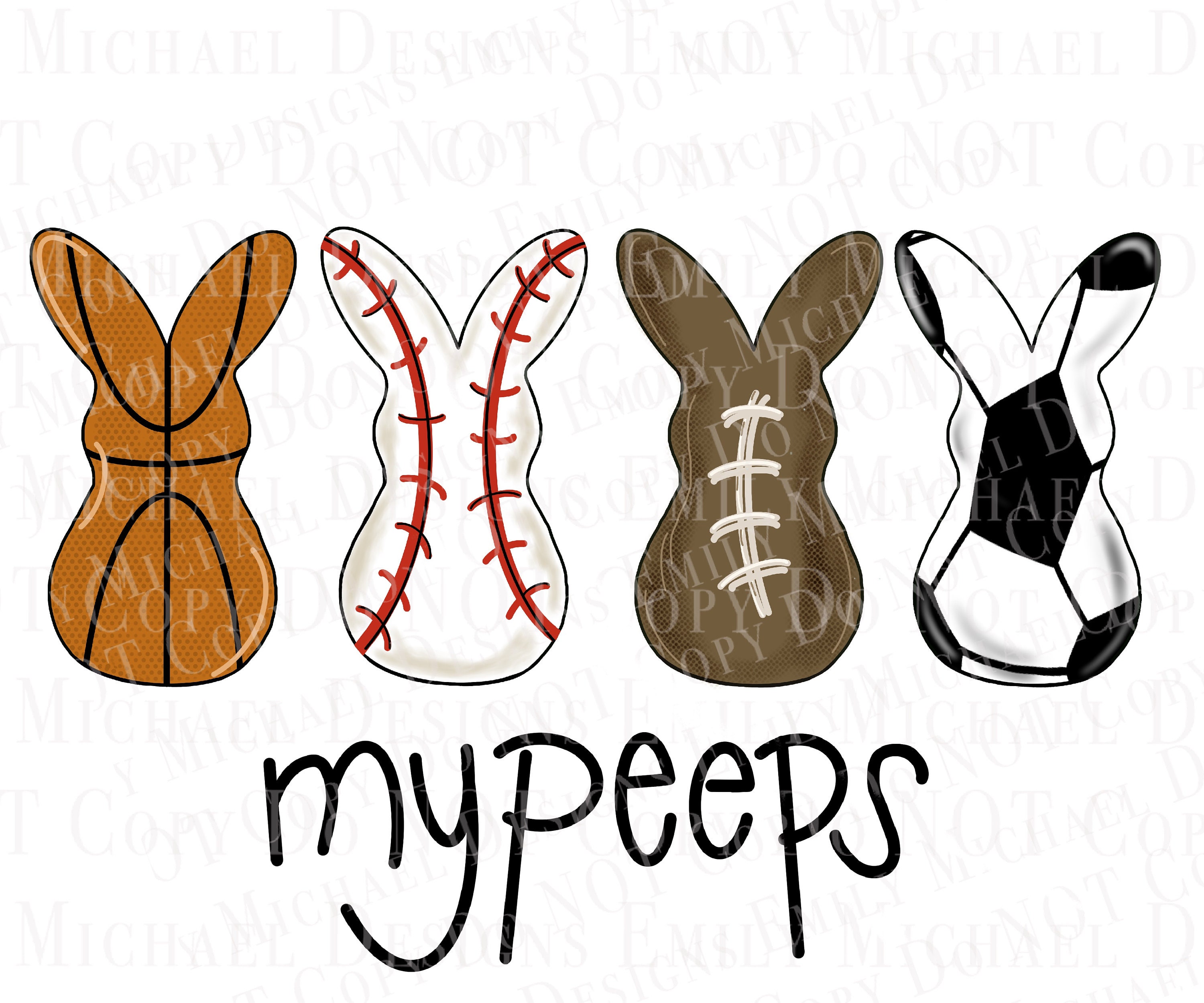 Sports Ball Easter Peep PNG Printable for Vinyl or Sublimation - Etsy