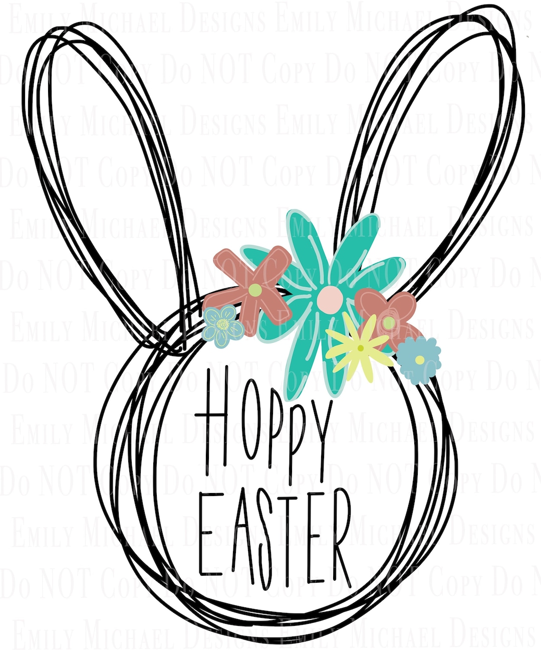 Hoppy Easter Bunny Floral Digital Download PNG Easter Sublimation PNG ...