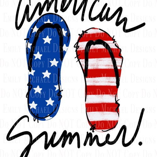 American Summer Stars and Stripes Flip Flops Fourth of July - Etsy