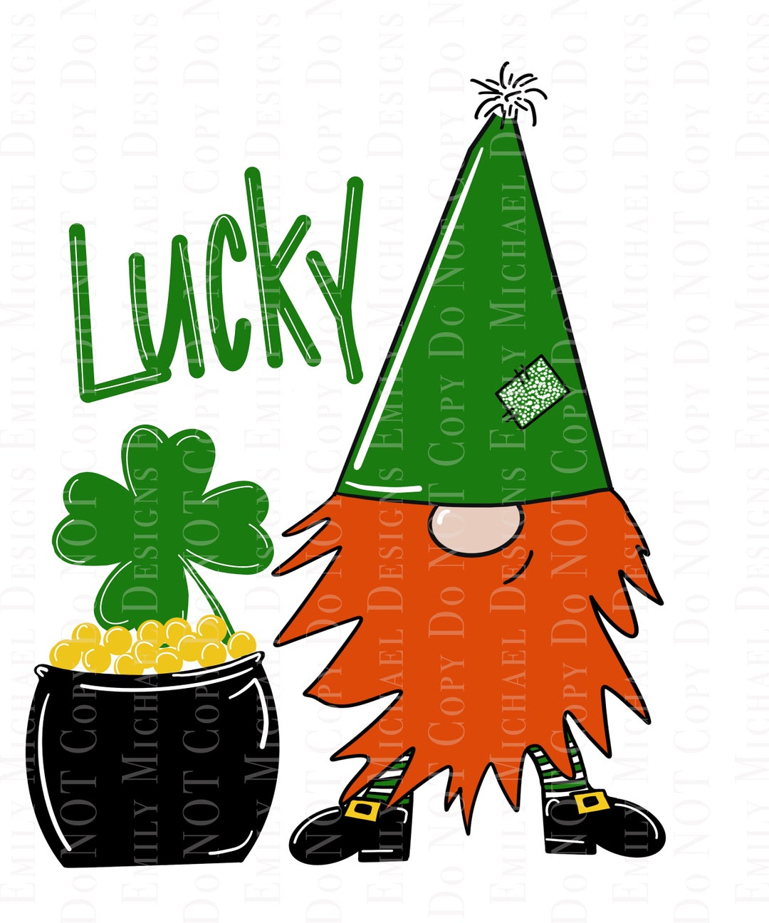 Lucky Gnome St Patricks Day Art Digital Download Png Digital Gnome Art