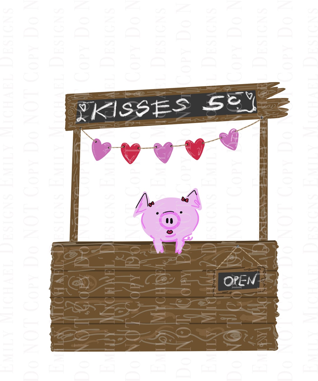 Kissing Booth Pig Download Digital Download PNG Digital Art Hand Drawn ...