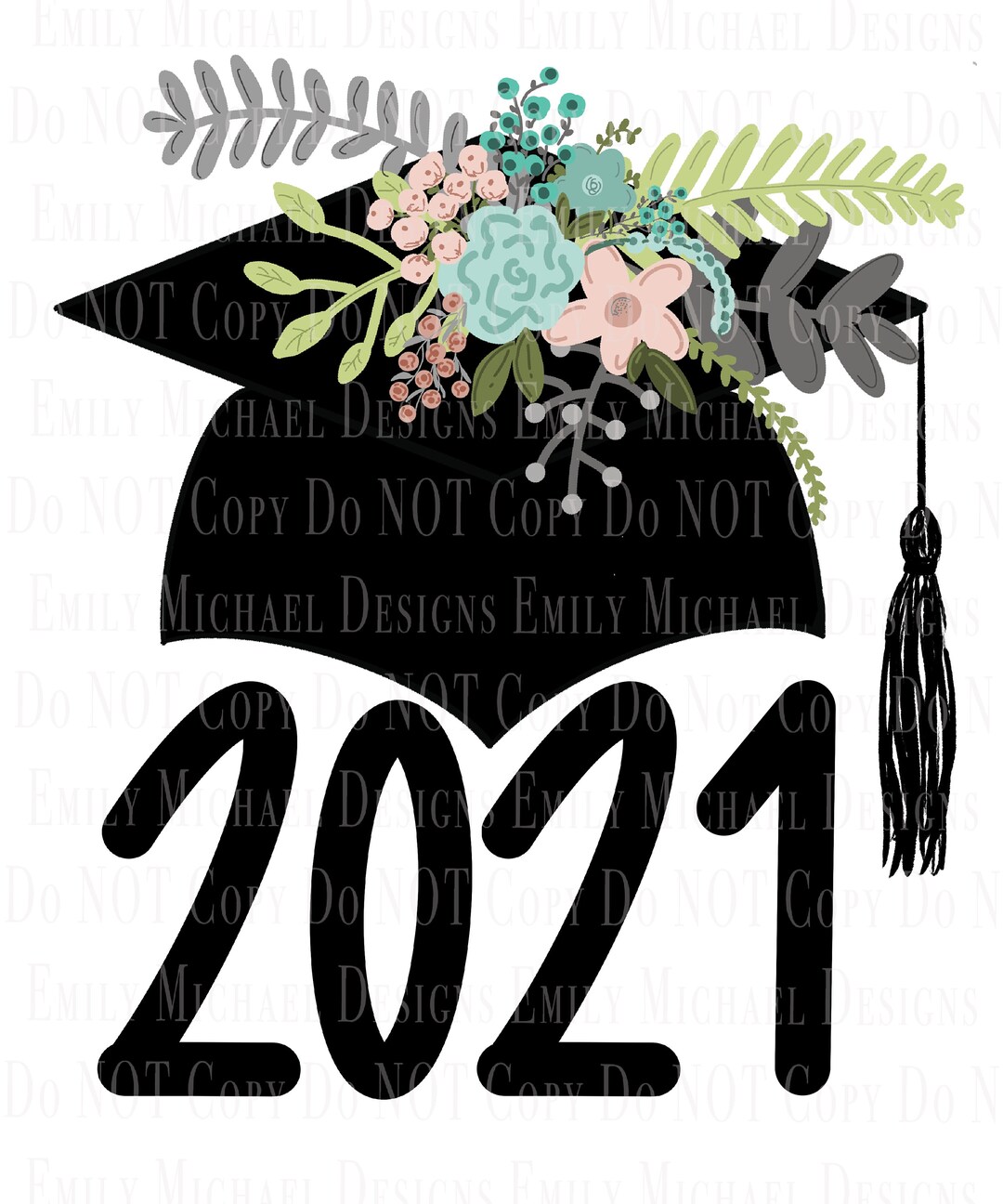 2021 Floral Graduation Cap Image Digital Download PNG File Graduation ...