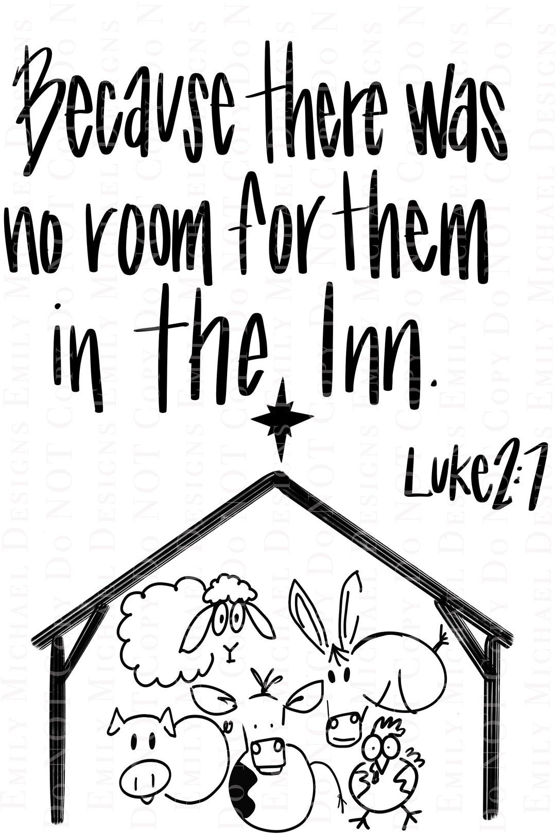 No Room at the Inn Manger Scene Bible Verse Christmas Digital Download ...