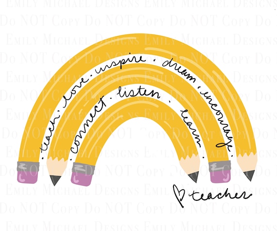 Teacher PNG Pencil Rainbow PNG Teach Love Grow Inspire - Etsy
