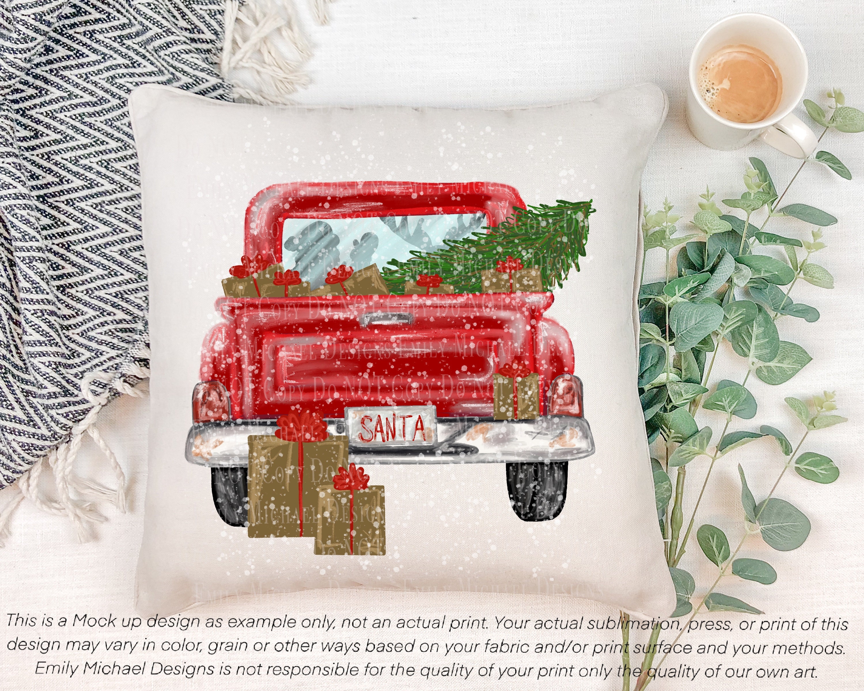 Red Santa Truck With Tree Antique Truck Christmas Sublimation - Etsy