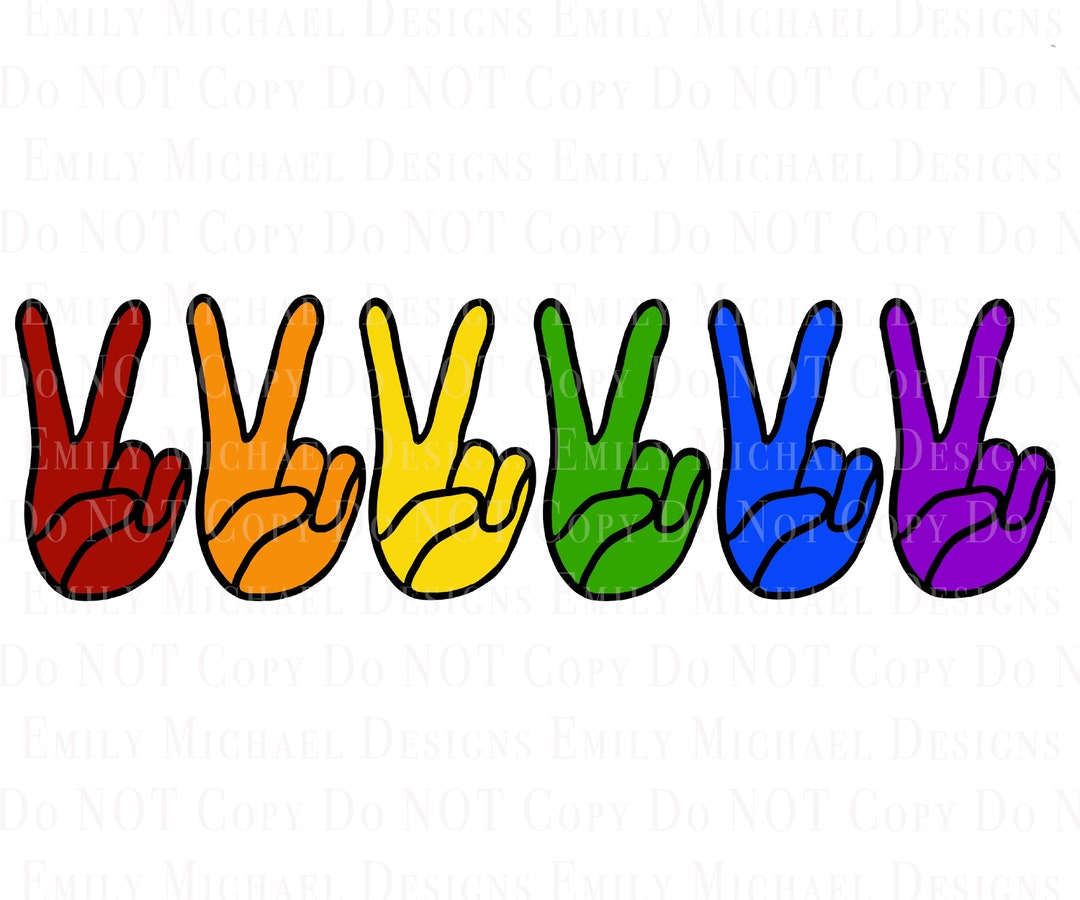 Rainbow Peace Sign Hands PNG Digital File Peace Sign Sublimation Hand ...