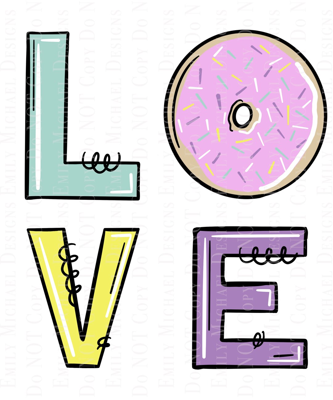 Love Donuts PNG Digital Art Download Digital Download PNG Hand Drawn ...