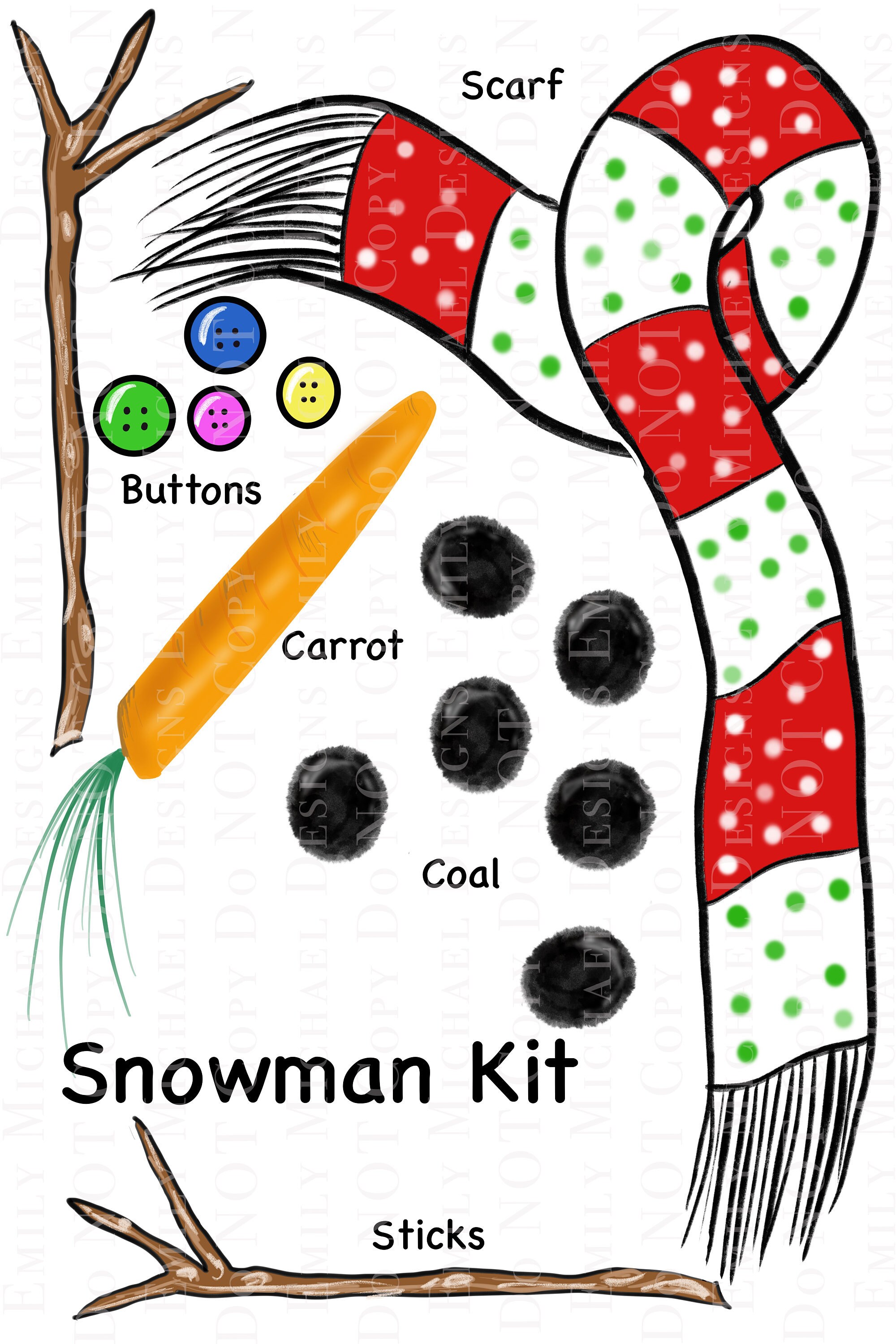 Snowman Kit Digital Download PNG Snowman Printable | Etsy