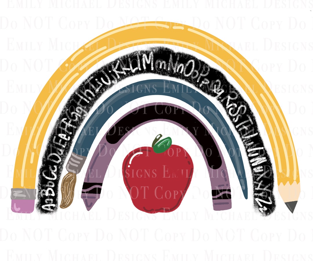 Back to School PNG Rainbow PNG Teacher Art Sublimation for Vinyl ...