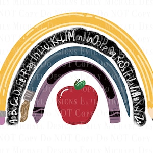 Back to School PNG Rainbow PNG Teacher Art Sublimation for Vinyl ...