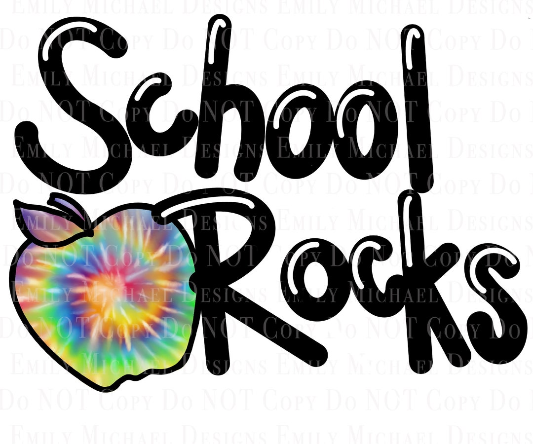 Back to School PNG School Rocks PNG Tie Dye Apple Cute Sublimation Art ...