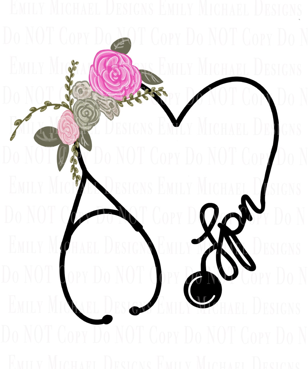 Floral LPN Stethoscope Sublimation PNG Licensed Practical Nurse PNG ...