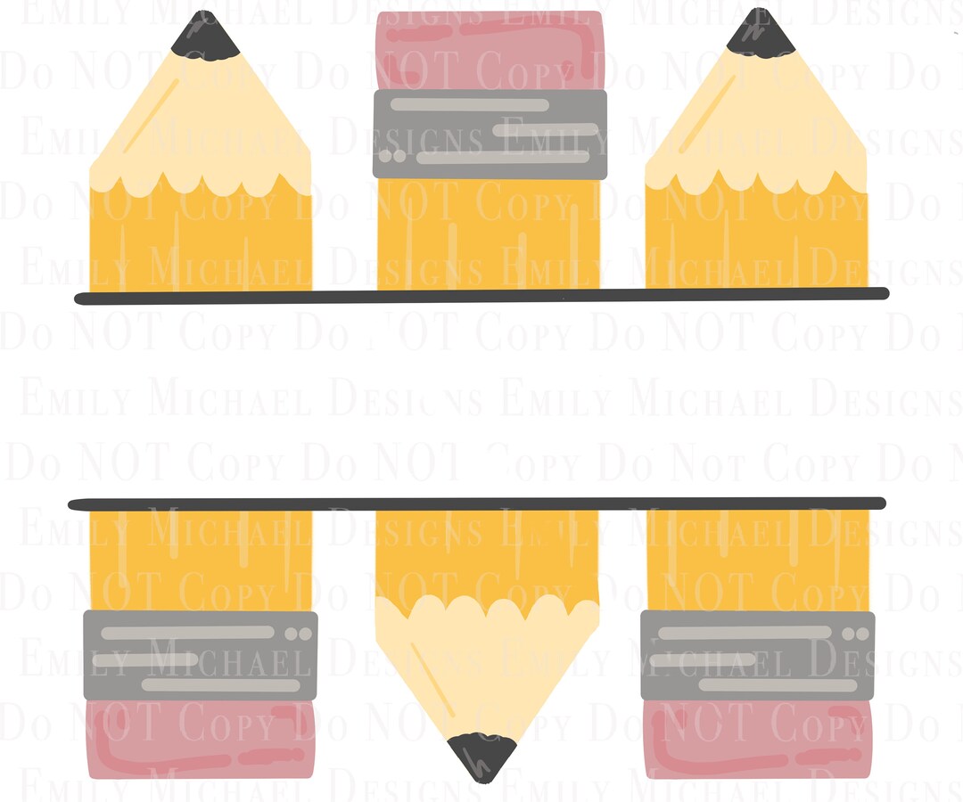 Pencil Monogram Frame PNG Back to School Monogram Frame Sublimation ...