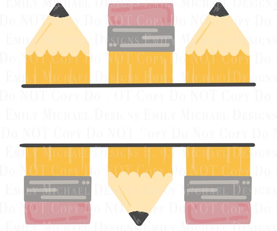 Pencil Monogram Frame PNG Back to School Monogram Frame | Etsy