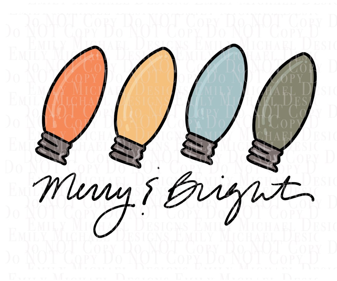 Merry and Bright Christmas PNG Christmas Lights PNG Digital Download ...