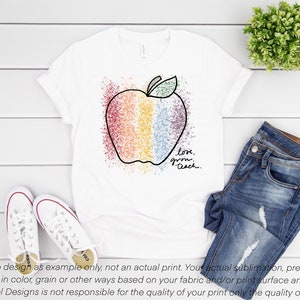 Back to School PNG Splatter Paint Apple Teacher Sublimation Rainbow ...