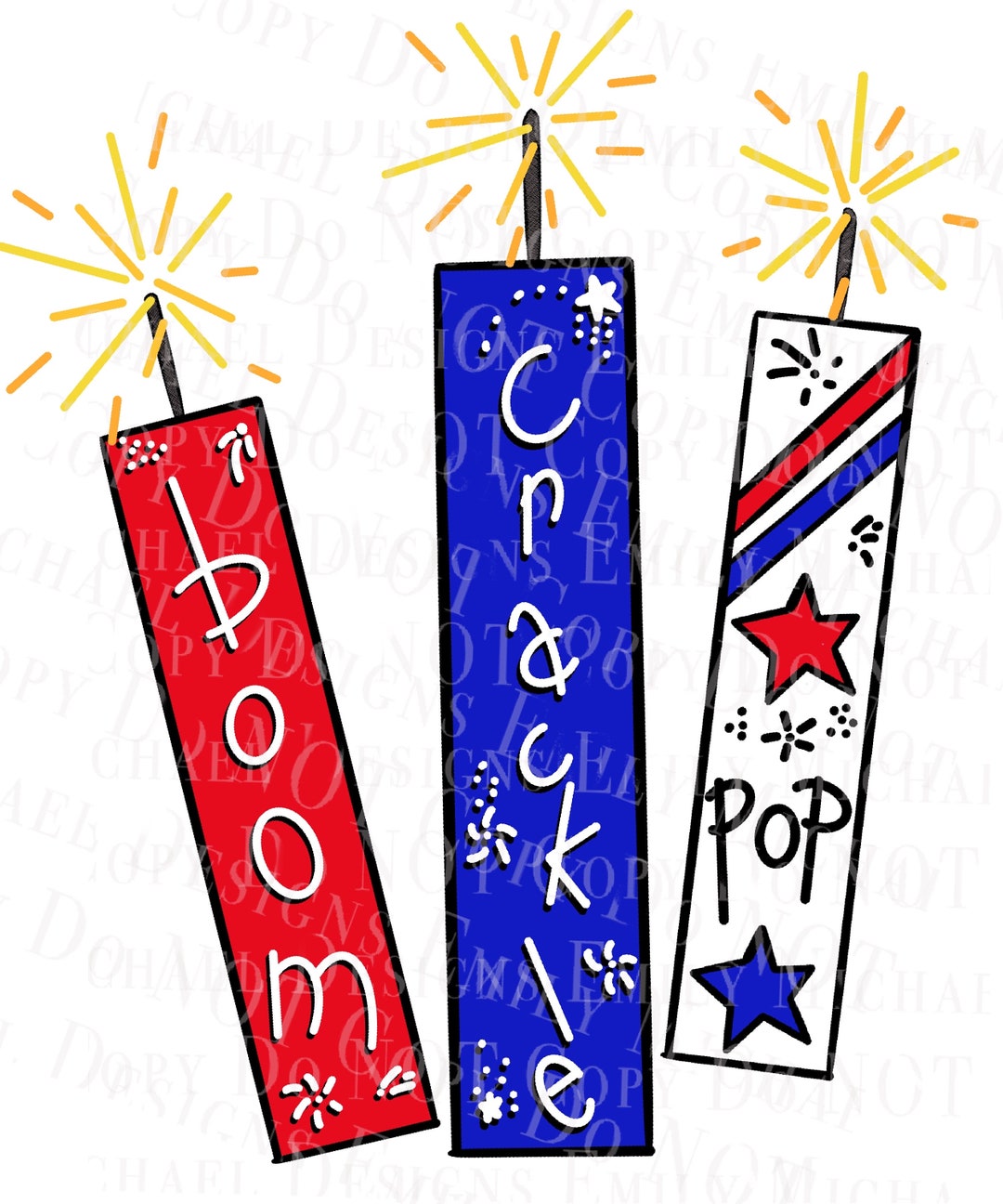Boom Crackle Pop Fireworks PNG Printable Independence Day Digital ...