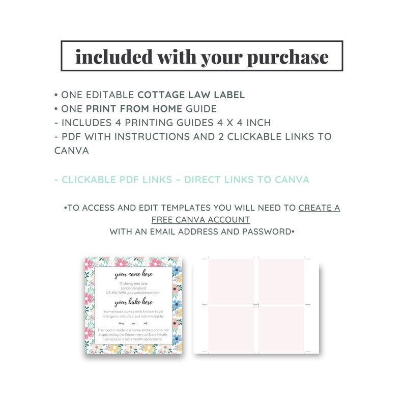Printable Cottage Food Label Template
