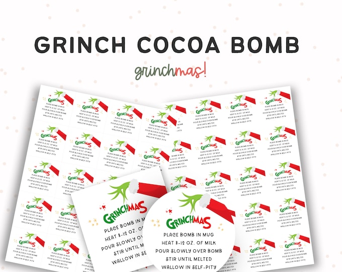 Printable Grinch Hot Cocoa Bomb Tag, Grinch Hot Chocolate Bomb ...