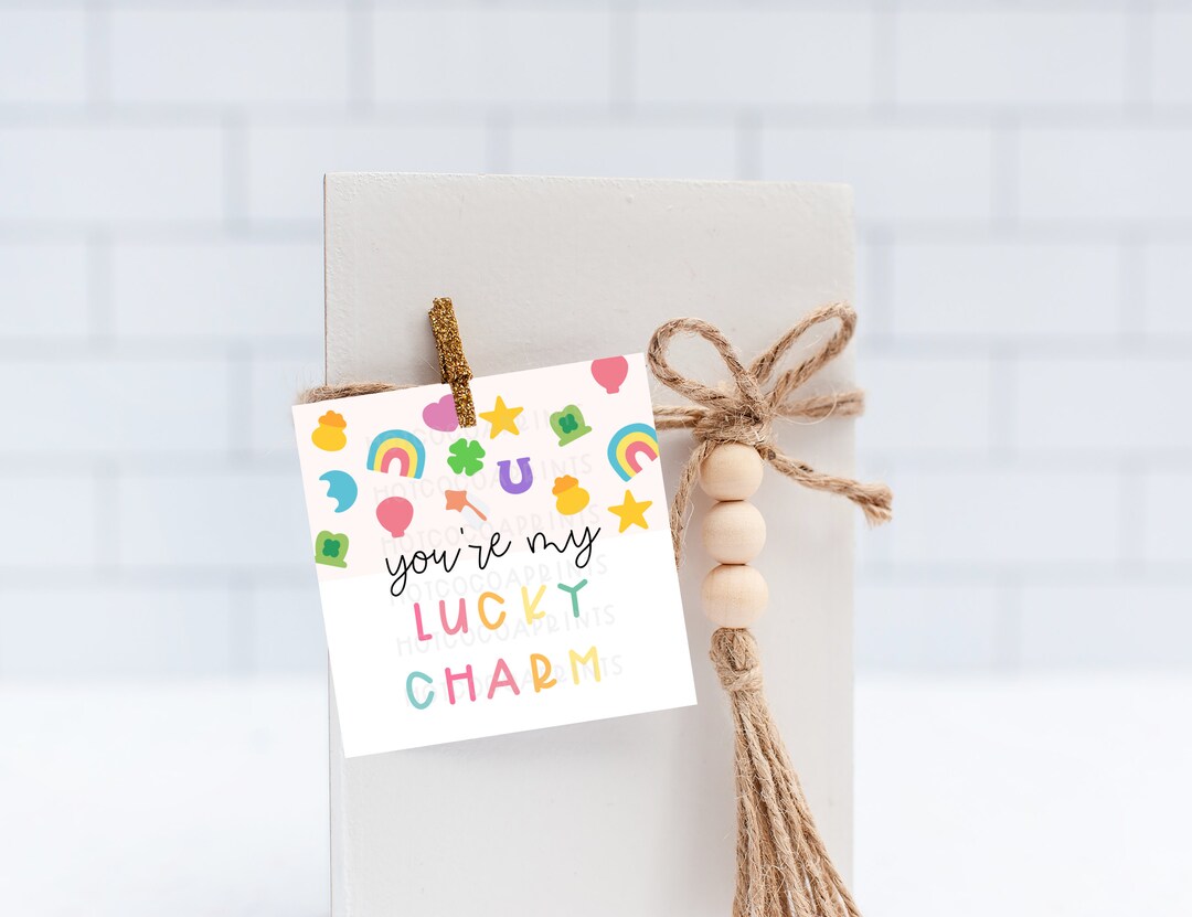 You're My Lucky Charm Tag, Printable Rainbow Tag, Marshmallow Lucky St ...