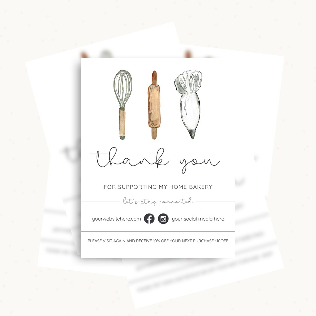 Bakery Business Cards Bakery Thank You Card Baking Business - Etsy
