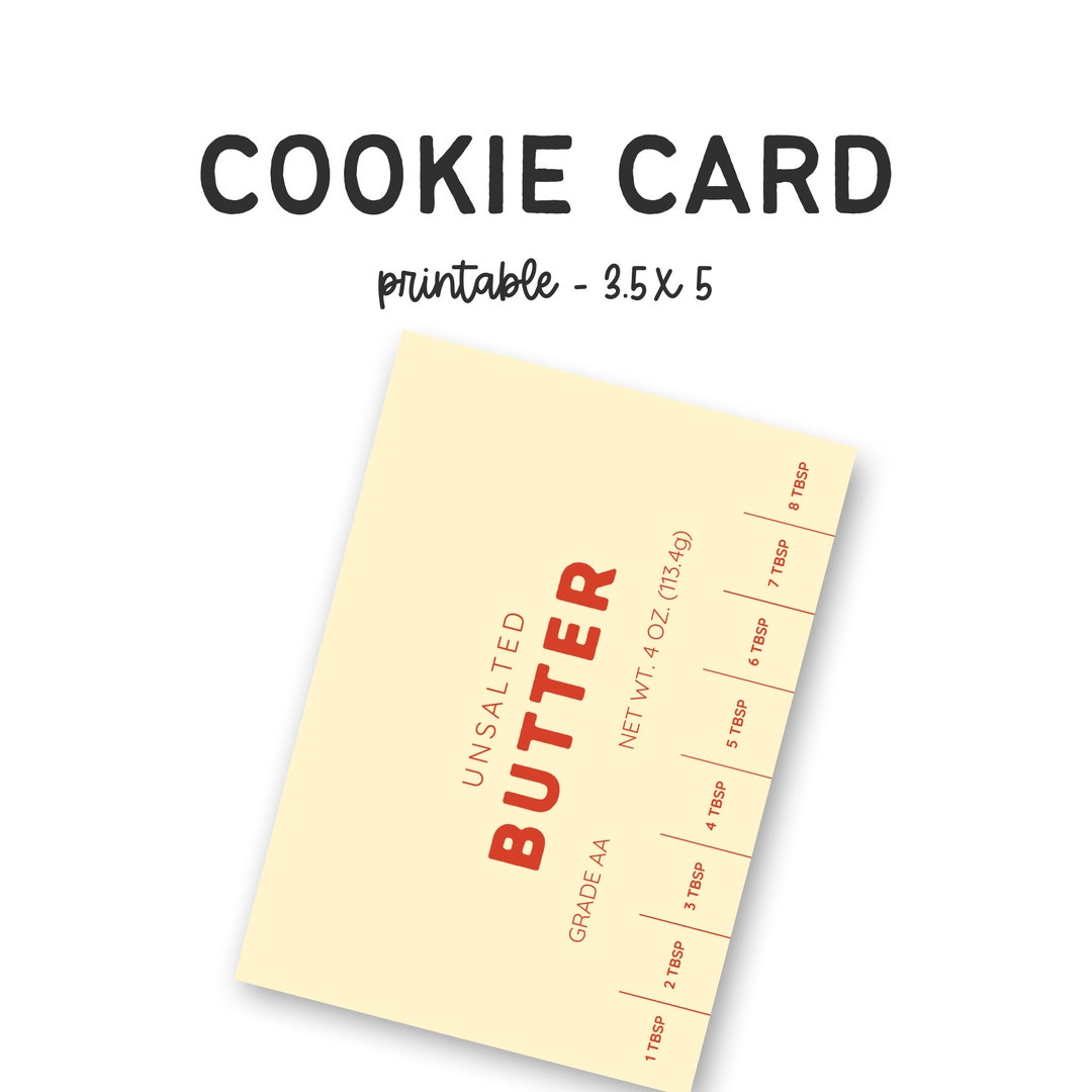 Printable Unsalted Butter Cookie Card, Cookie Package, Unsalted Butter ...