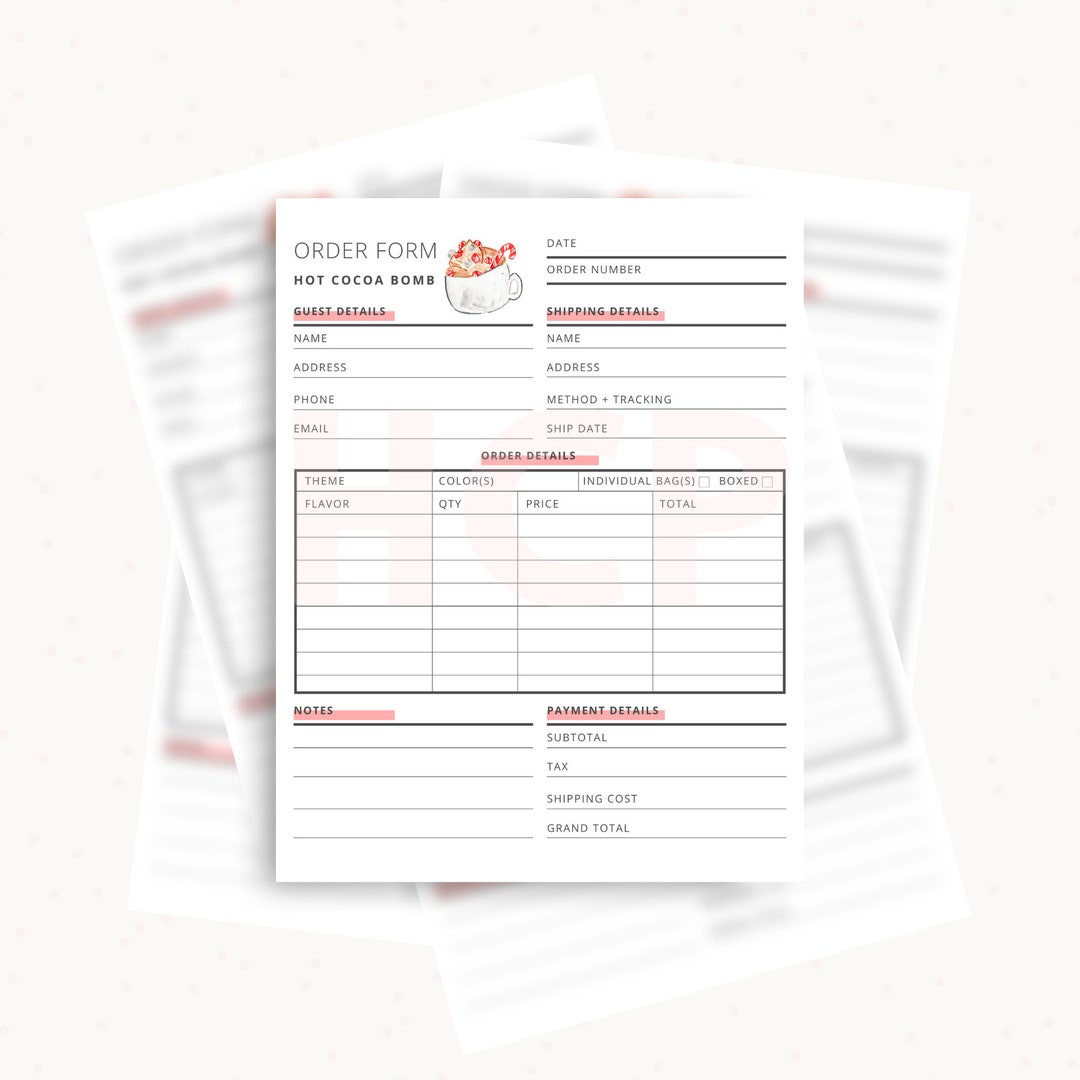 Hot Cocoa Bomb Order Form, Hot Chocolate Bomb Order Form, Cocoa Bomb ...
