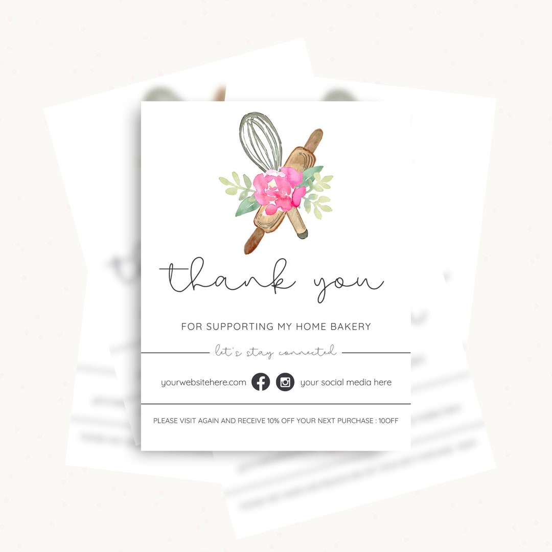 Bakery Business Card, Bakery Thank You Card, Food Business Card, Cookie ...