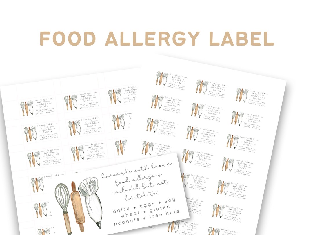 Food Allergy Sticker, Allergen Stickers, Ingredient Labels, Cottage ...