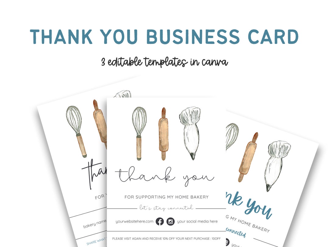 Bakery Business Cards, Bakery Thank You Card, Cookie Business Card ...