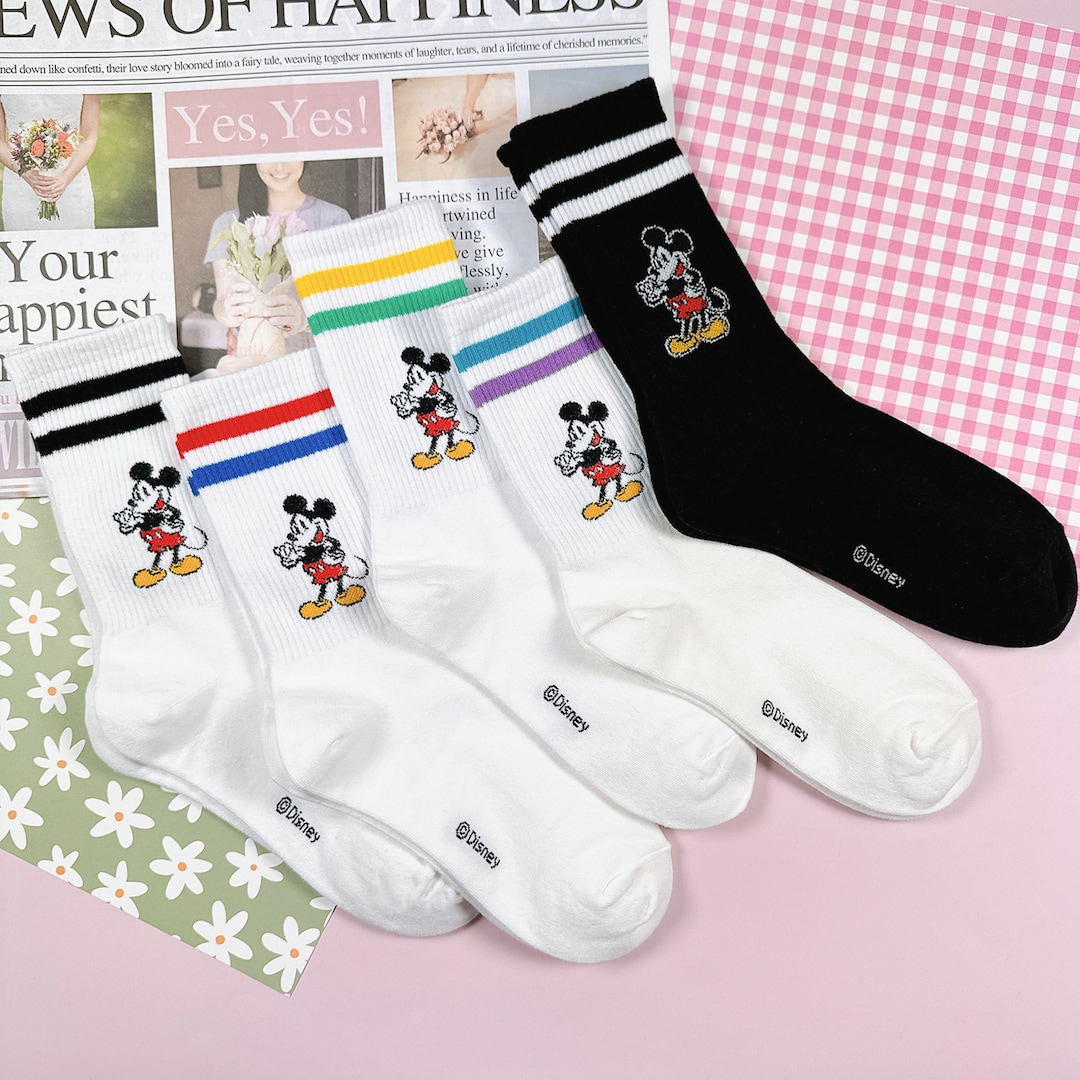 5PK Set, Disney Friends Mickey Minnie, Women Men Unisex Crew Socks W ...