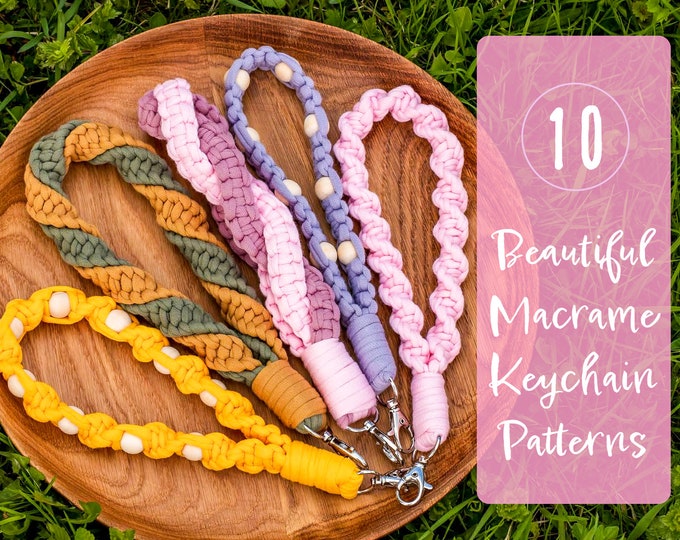 3 Macrame Keychain Patterns PDF | Instant Download Tutorial | Knot ...
