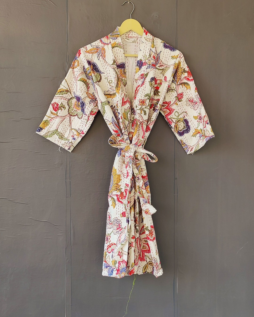 Handblock Floral Print Robe Indian Pure Cotton Bath Robe Night Wear ...