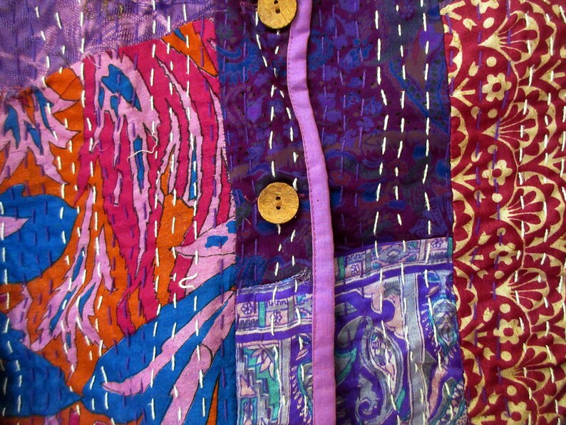 Handmade Patchwork Kantha Jacket Hand Stitched Silk Patchwork - Etsy