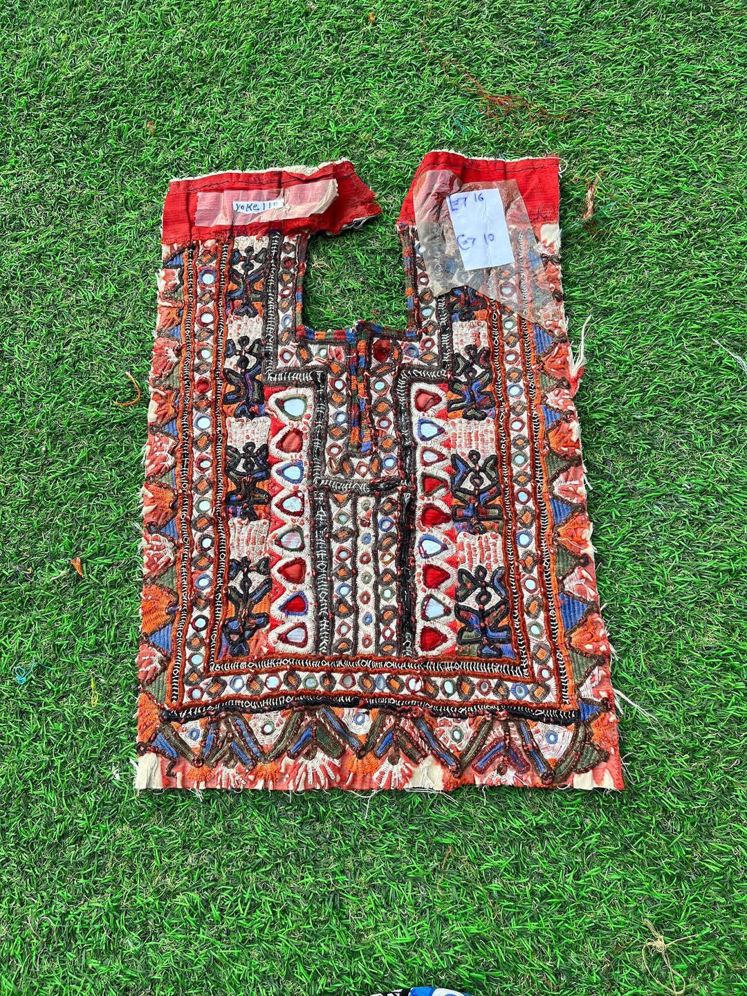 Vintage Kuchi Banjara Neck Yoke Traditionalart Embroidery Applique ...