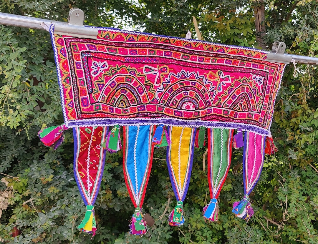 Indian Handmade Toran, Colorful Wall Hanging, Door Decor Curtain ...