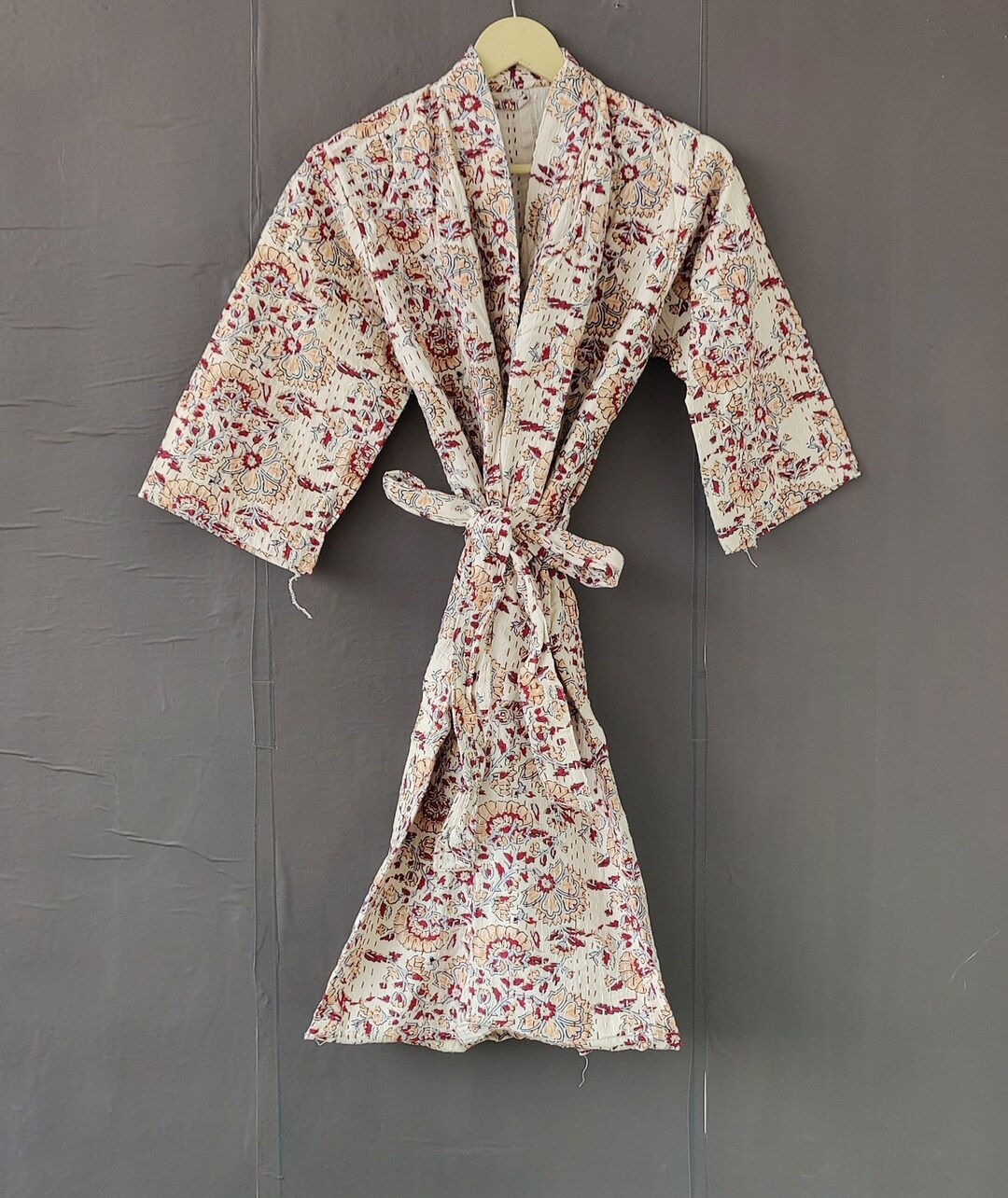 Kantha Cotton Robe Long Kimono Nightwear Robe Handmade Kantha Long ...