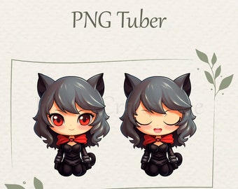 Pngtuber Black Cat // Twitch Vtuber Youtube Streaming Furry - Etsy