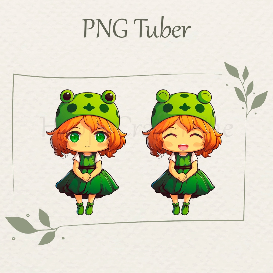 Pngtuber Chibi Frog Girl Avatar for Youtube, Discord, Female Png Tuber for Twitch, Ready to Use ...