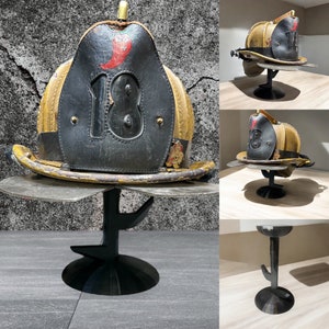 Fire Helmet TABLE TOP Display New York Roof Hook or Halligan Bar ...